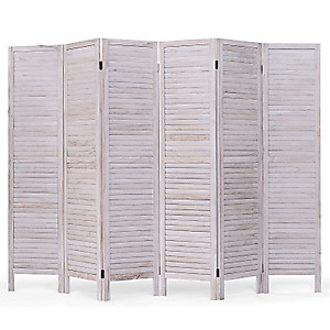 Happygrill 6-Panels Wooden Room Divider Folding Privacy Room Dividers Screen for Home Office, 5.5 Ft Tall
