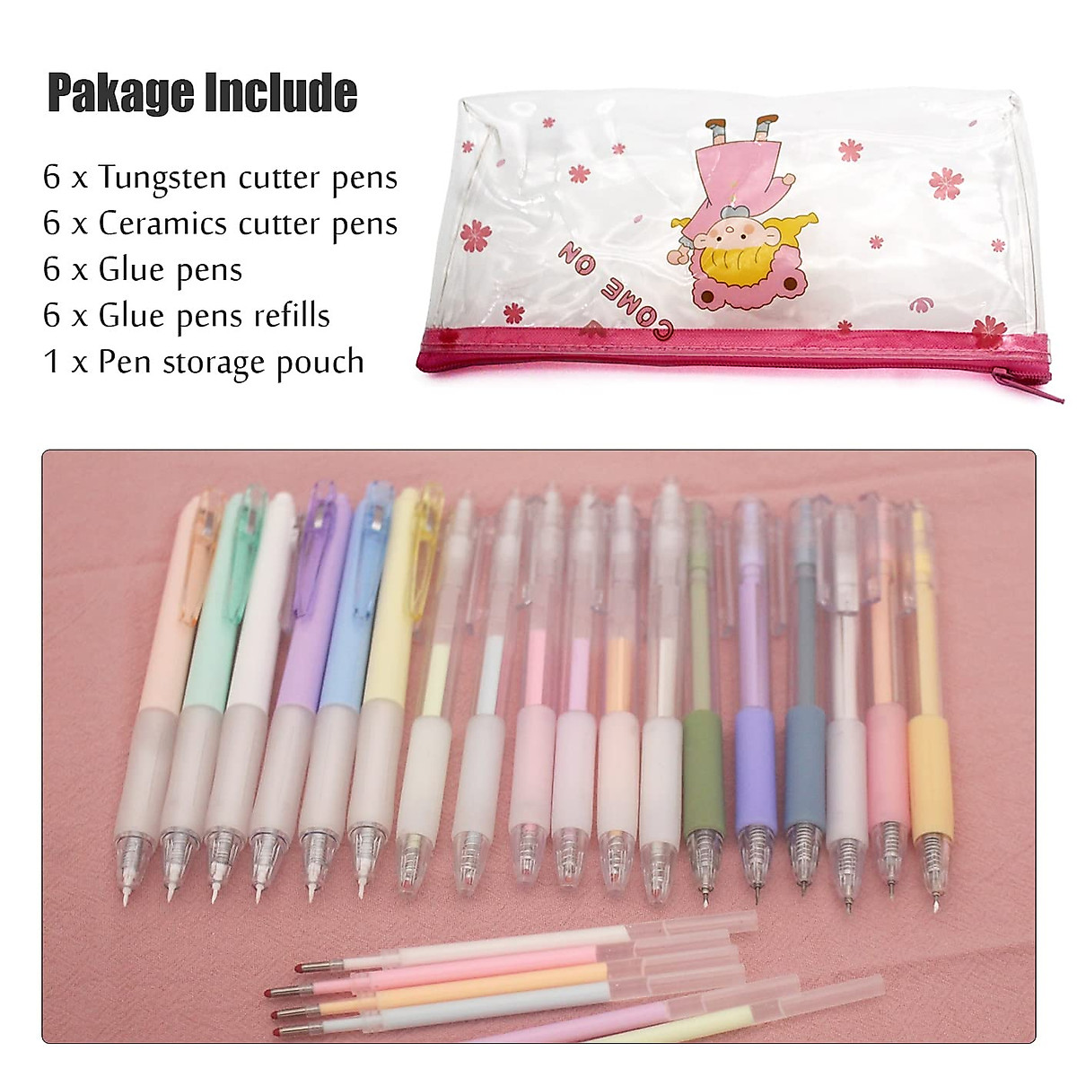 25 Pcs Craft Cutting Tools, Paper Cutter Pens with Tungsten & Ceramics Head, Quick Dry Glue Pen, Art Blade for Papercrafts Handmade Engraving DIY Drawing