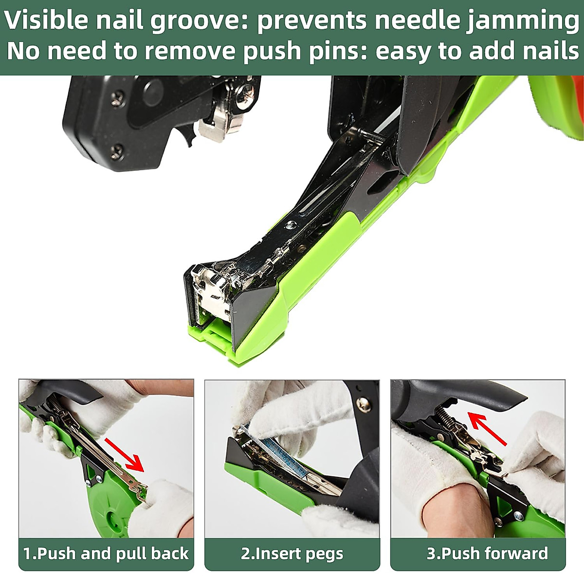 Suca Plant Tying Machine, Lightweight Plant Tying Tape Tool to Tie Up Vine Quickly, Plant Tie Tapener Gun with Tapes and Staples Green