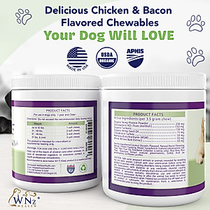 Hemp & Turmeric Hip and Joint Chews for Dogs - Dog Hemp Chews for Pain Relief & Arthritis - Anti-inflammatory Hemp Dog Treats w/MSM, Hemp Oil, Glucosamine and Chondroitin for Dogs 60 Chews, 8 Oz