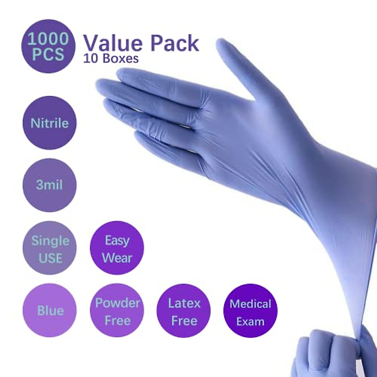 Dr.GreenPanda Large 1000pcs Great Value Blue Nitrile Medical Exam Gloves Food Safe for Healthcare Food Prep Food Handling Cooking Cleaning Multipurpose Light Work Latex Free Powder Free Non-Sterile