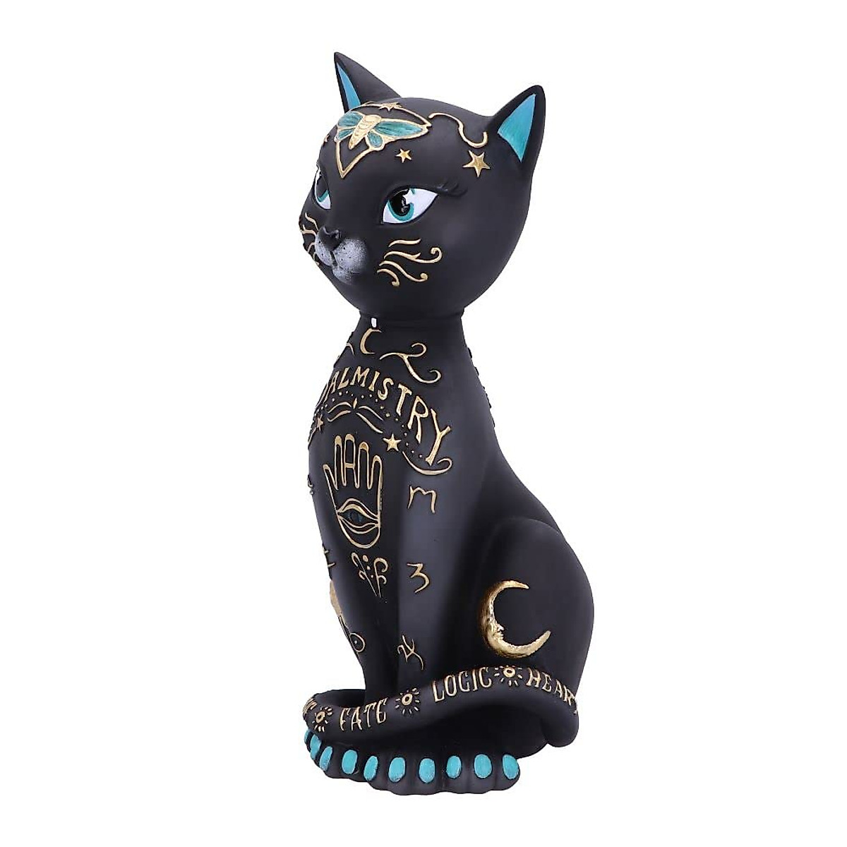 Nemesis Now Fortune Kitty Figurine 27cm, Resin, Black, Palmistry Cat Figurine, Fortune-Teller Black Kitty, Spiritual Gift, Cast in The Finest Resin, Expertly Hand-Painted