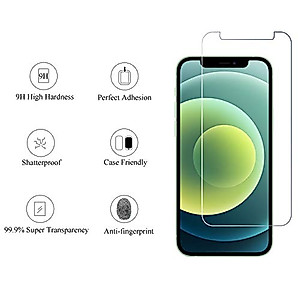 Ailun 2 Pack Screen Protector for iPhone 12 Mini [5.4 inch] with 2 Pack Tempered Glass Camera Lens Protector,Tempered Glass Film,[9H Hardness]-HD