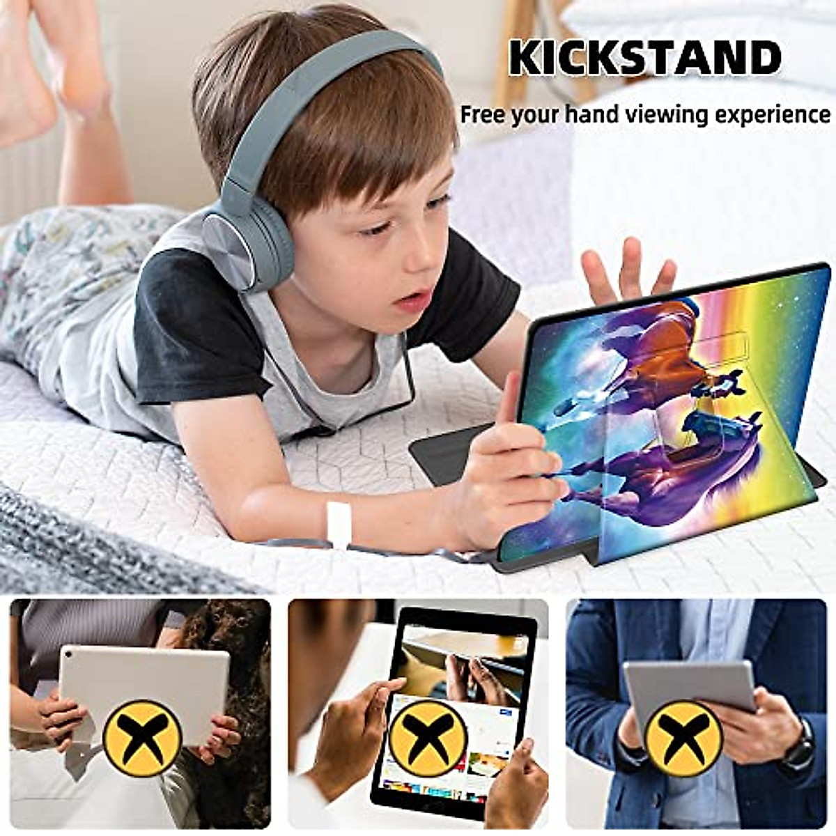 RYUITHDJP Tablet Case 7 Inch for Kindle Fire 7 2022/2023 12th Gen 360 Degree Rotating Swivel Stand, RYUITHDJP for Amazon Kindle Fire 7 Tablet Case Multi Angle Stand Cover-Horse