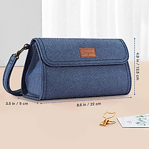 FINPAC Big Capacity Pencil Case, Pen and Marker Holder Organizer Bag, Canvas Pencil Box Stationery Pouch w/Zipper and Wrist Strap for Adults Artist College Senior, Navy