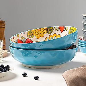Serving Bowls Set Of 2,10 Inch Large Ceramic Salad Bowls 75 Oz, Pasta Sevring Bowl Fruit Salad Bowls,Serving Dishes for Entertaining,Microwave Safe
