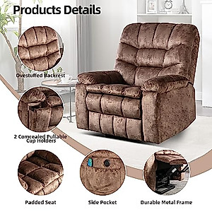 Phoenix Home Large Power Lift Chair with Massage and Heat for Elderly Recliner, Brown