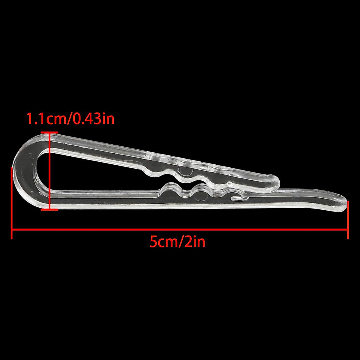 FMHXG 100PCS U Shape Clear Plastic Crocodile Shirt Clip Large 50MM Mini Skateboarding Shoes Folding Clip for Tie Socks Pants Skirt Fixing Clothes