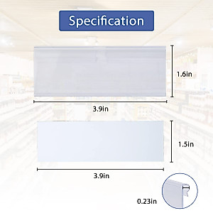 Diteje 20 Pack Plastic Wire Shelf Label Holder,Shelving Rack Retail Sign Hook Labels Clip On with Paper Inserts, 3.94x1.50inch
