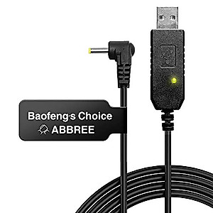 Baofeng 2.5mm USB Charger Cable with Indicator Light for BaoFeng UV-5R UV-82 3800mAh Battery UV-S9/9S Two Way Radio