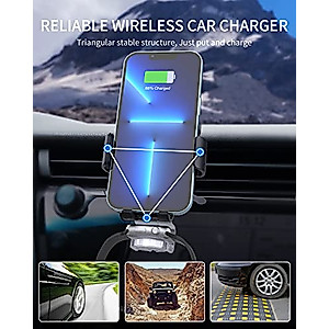 MAKAQI 3 in 1 Wireless Car Charger, Car Charger Mount for iPhone/Airpods/Apple Watch, Air Vent Dashboard Car Phone Holder for iPhone 14/13/12/11/X/8, Apple Watch SE 7/6/5/4/3/2, AirPods 3/2/Pro