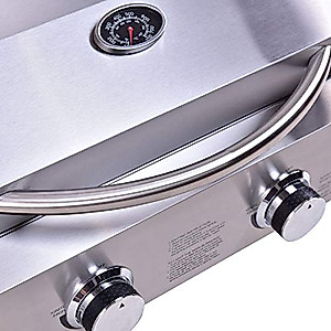 VeenShop Portable Stainless Steel BBQ Table Top Grill for Outdoors 2-Burner Stainless Steel Tabletop Grill is Built for The BBQ-grillers on The go.