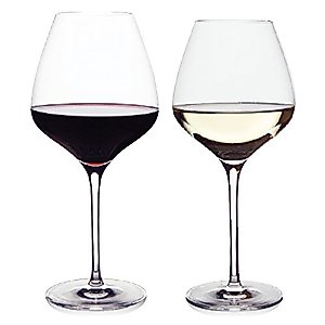 The One Wine Glass - Perfectly Designed Shaped Wine Glasses For all Types of Wine By Master Sommelier Andrea Robinson, Premium Mixed Set of 1 Red Wine Glass and 1 White Wine Glass,