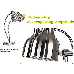 LINKANRUO Commercial Food Heat Lamp Freestanding - Double Head Multi-Directional Adjustment Catering Food Warmer Lights for Pizza, Steak, Fried Chicken at Parties and Buffets Lamps(Silver)