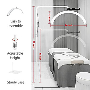 Hi_friend Eyelash LED Floor Light, Half Moon Lamp for Lash Extension, Lighting for Beauty, Skincare, Lashes, Eyebrows, Filming Content Creation (White)