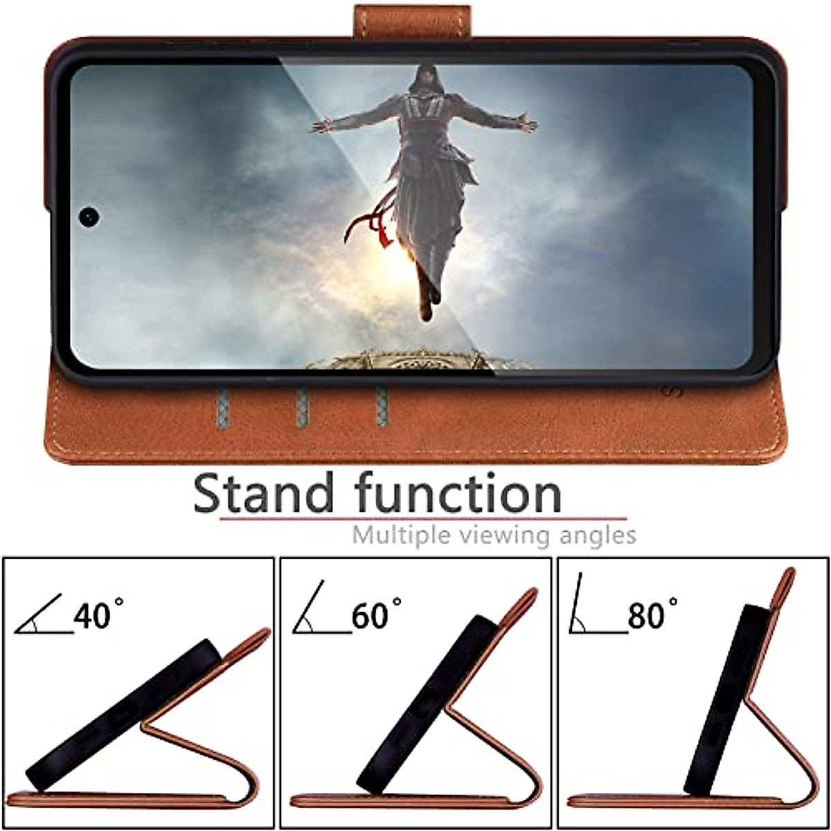 SUANPOT for Moto G Stylus 2022 5G Wallet case 【RFID Blocking】 Credit Card Holder, Flip Folio Book PU Leather Phone case Shockproof Cover Women Men for Moto G Stylus 2022 5G case (Light Brown)