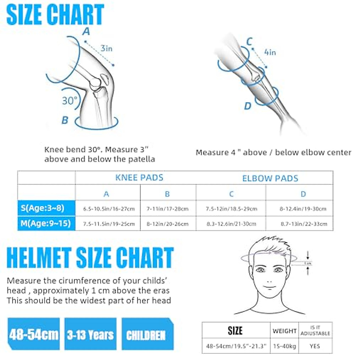 Kids/Youth Bicycle Helmet Knee Pad Elbow Pads Wrist Pads Protective Gear Children 7-in-1Gear Set,for Roller BMX Cycling Skateboard Skating Riding Scooter Skates Outdoor and Other Extreme Sports