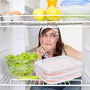 Haawooky 6 Pieces Bacon Keeper,Plastic Deli Meat Saver Container with Lids,Airtight Cold Cuts Cheese Container for Fridge Food Refrigerator Storage Box Shallow Low Christmas Cookie Holder