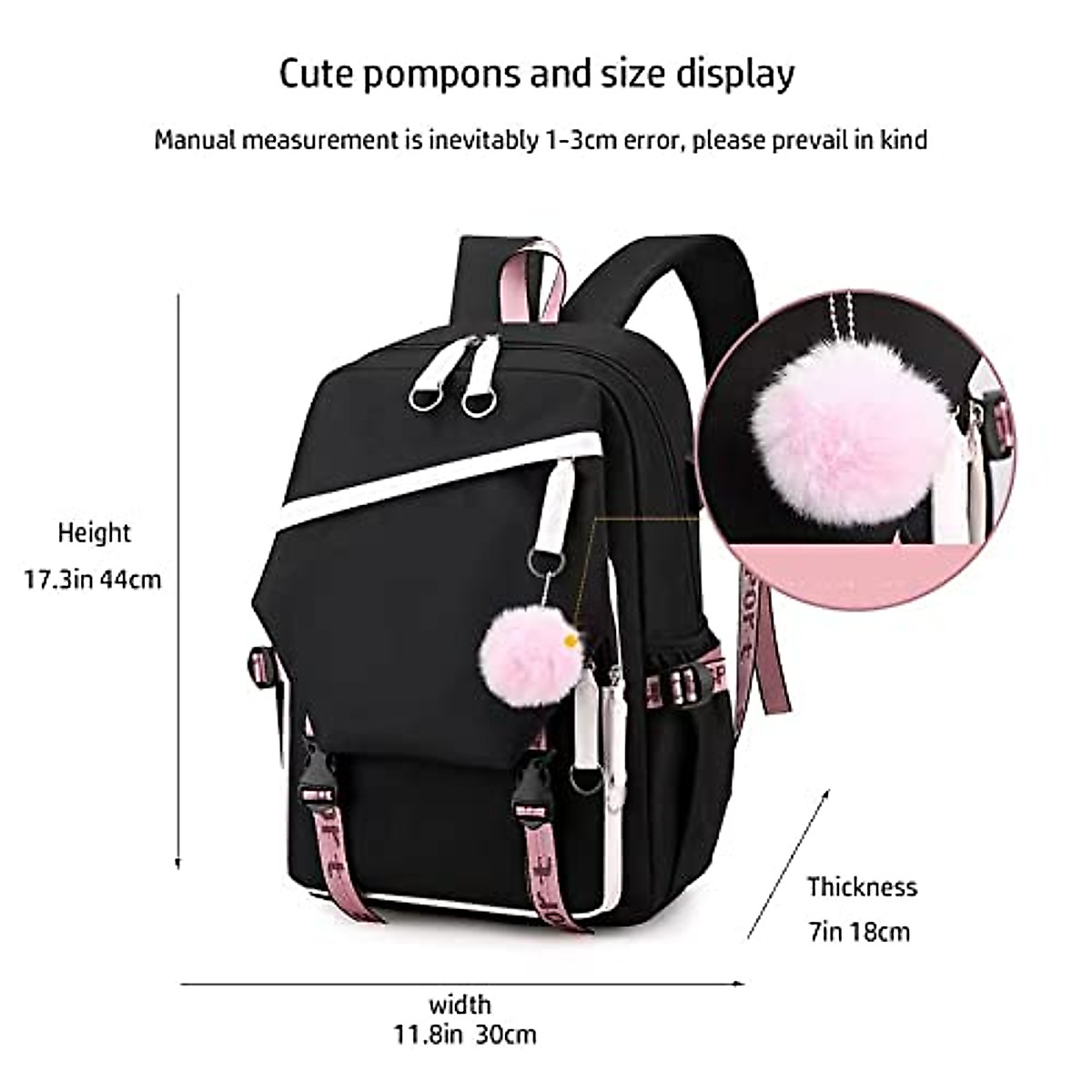 RUILIHIAO Stylish usb Port Laptop Backpack Casual Computer School Bag Teens Kids Elementary Boys and Girls Travel Daypacks