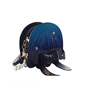 GK-O Women Jellyfish Handbag Crossbody Bag Fantasy Submarine Jellyfish Shoulder Bag Fake Pearl Bow Knot Rivet Messenger Bag (Blue)
