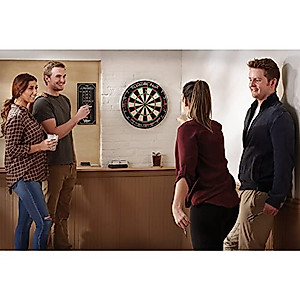 Viper League Pro Regulation Bristle Steel Tip Dartboard Starter Set with Staple-Free Bullseye, Radial Spider Wire, High-Grade Sisal with Rotating Number Ring, Chalk Cricket Scoreboard, Steel Tip Darts