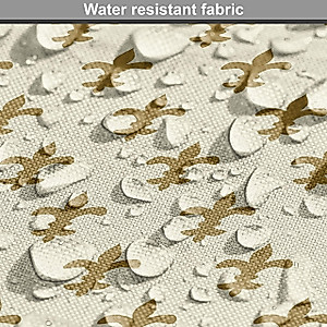 Ambesonne Retro Fabric by The Yard, Fleur-de-lis Flower of The Lily Design Traditional Repetitive Pattern, Decorative Fabric for Upholstery and Home Accents, 1 Yard, Cream Gold