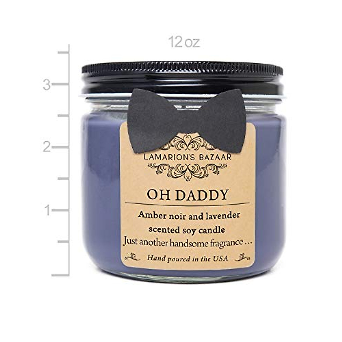 Oh Daddy Candle - Amber Noir + Lavender Fragrance - Large Soy Candle with Tuxedo Decor in a Kraft Box
