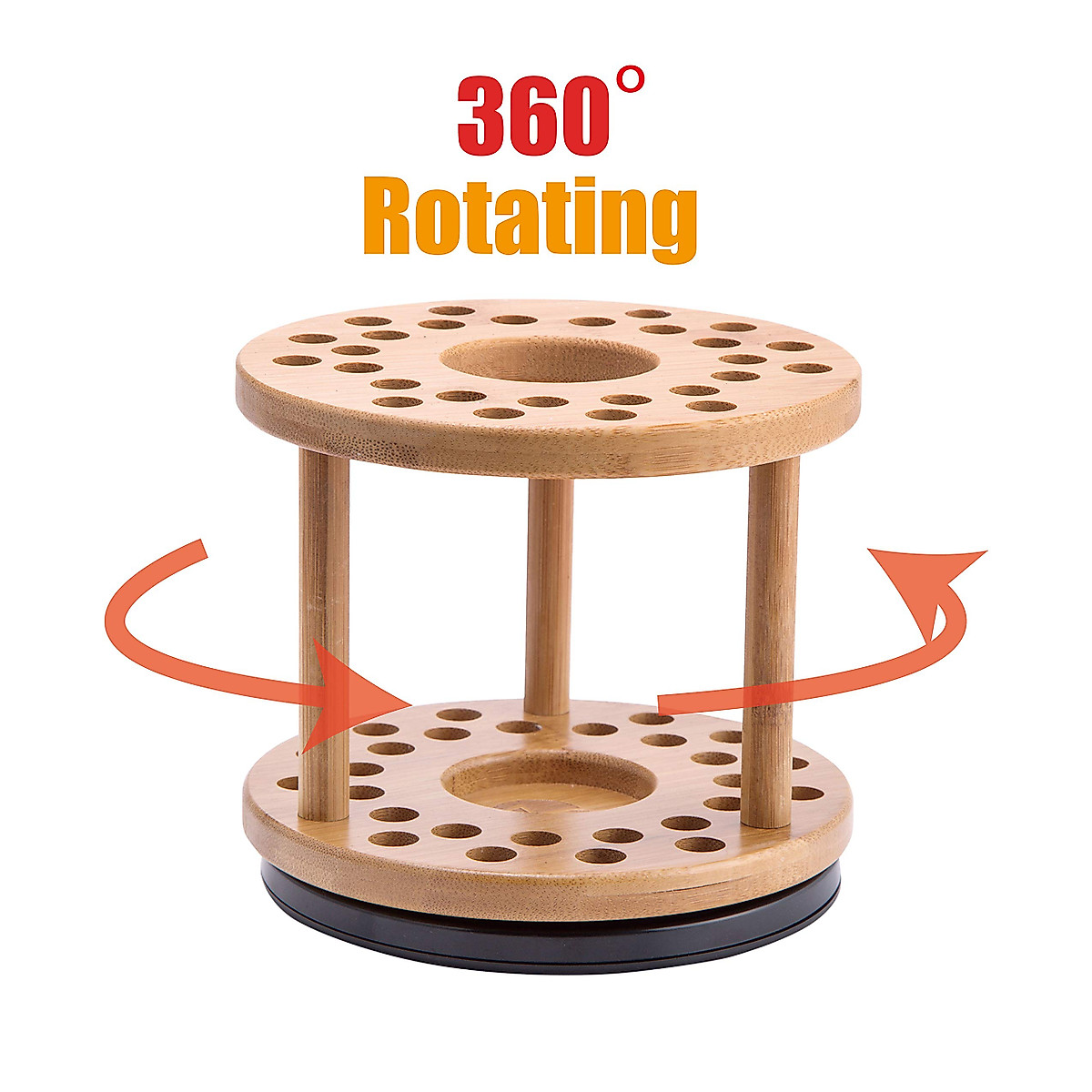 J JACKCUBE DESIGN 360 Rotating Paint Brush Holder Bamboo Watercolor Artist Brush Water Coloring Organizer Display Stand Tray Rack with 27 Holes and 1 Big Hole – MK441A
