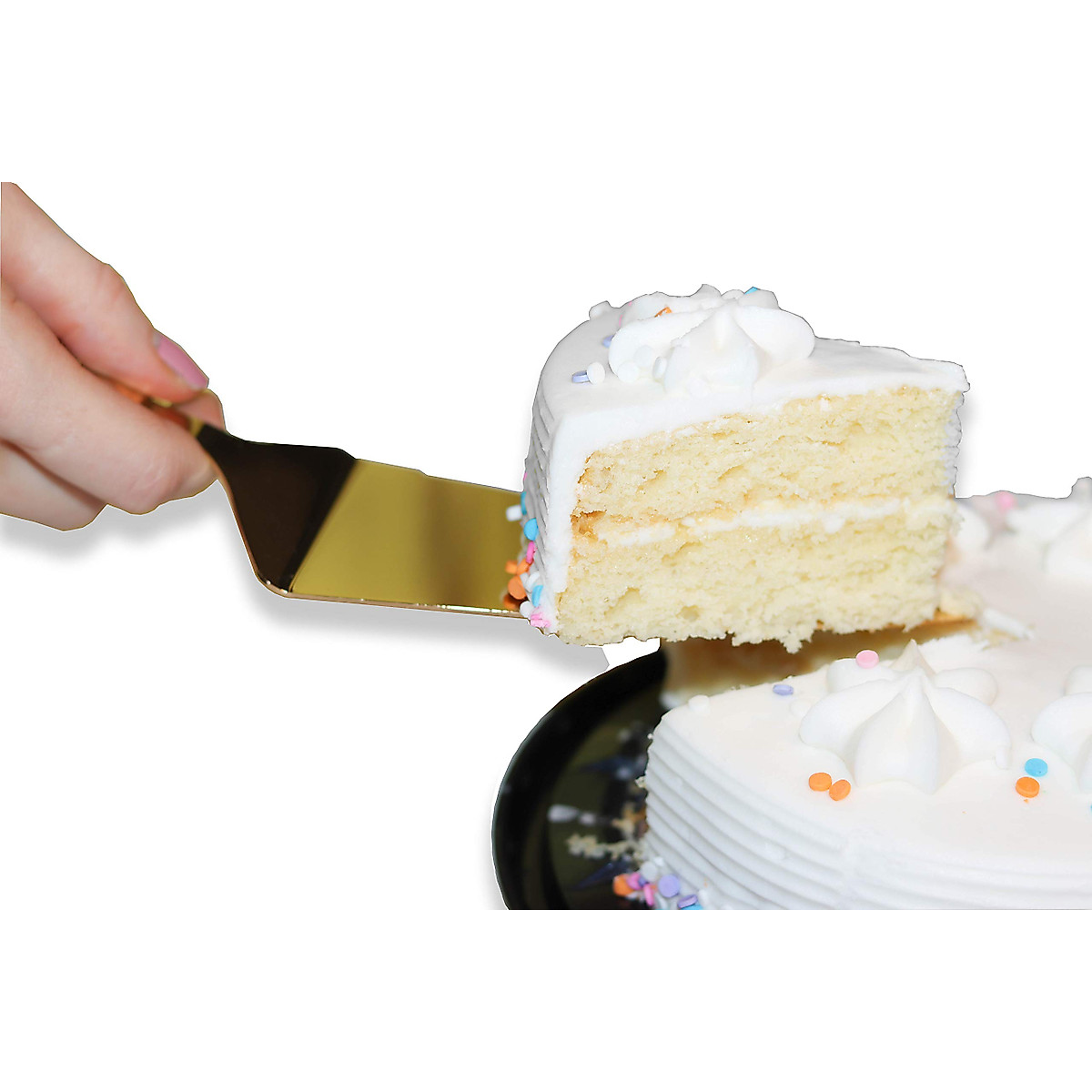 David Tutera Gold Cake Wood Handle, 2 Pieces Serving Set