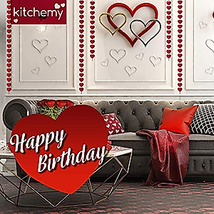 120 Valentines Day Decorations for Home Decor – Pre-Assembled Red Hearts Felt Garlands Hanging Decoration for Valentine's Day Wedding Anniversary Happy Engagement Party Birthday Window Kissing Prop