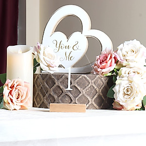 Hanna Roberts Modern Hexagonal Geometric Table Number Acrylic Signs with Wood Stands for Wedding Reception, Restaurant, Event Party, 5" x 1.5" x 5.9" (Number Design, Set of 10 (1-10))