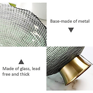 Kelendle Footed Fruit Bowl Glass Decorative Fruit Holder Serving Bowls Dessert Snack Display Stand for Party Kitchen Counter Centerpiece Dining Table Decor Cyan Medium