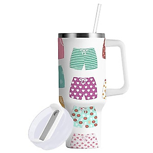 Burbuja Beach Shorts Pattern 40oz Insulated Tumblers with Handle and Straw Lid, Double Wall Stainless Steel Travel Mug Leak-Proof, BPA Free, Gift for Mom Dad