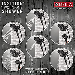 Delta Faucet Ashlyn 17 Series Dual-Handle Delta Shower Trim Kit with In2ition 2-in-1 Shower Head with Handheld Spray, Matte Black Shower Fixture, Matte Black T17264-BL-I (Valve Not Included)