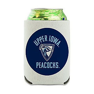 Upper Iowa University Peacocks Logo Can Cooler - Drink Sleeve Hugger Collapsible Insulator - Beverage Insulated Holder