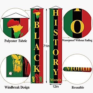 Pudodo Black History Month Porch Banner African American February Festival Holiday Front Door Sign Wall Hanging Party Decoration