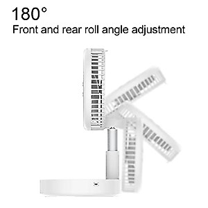 RUNZI Desk and Table Fan,5400Mah USB Powered Pedestal Fan,Foldable and Adjustable Height Air Circulator Flool Fan for Outdoor, Courtyard, Beach,Travel, Room,4 Speed Settings (White)