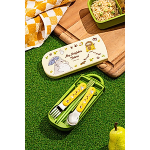 Skater My Neighbor Totoro Utensil Set - Cat Bus - Includes Reusable Fork, Spoon, Chopsticks and Carrying Case - Authentic Japanese Design - Durable, Dishwasher Safe