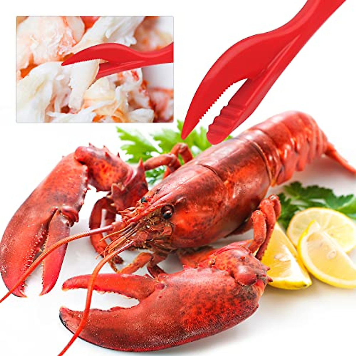 Seafood Tools Set includes 2 Crab Crackers, 2 Lobster Crackers Shellers, 4 Crab Leg Forks/Picks - Nut Cracker Set