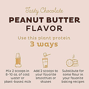 KOS Organic Plant Based Protein Powder, Chocolate Peanut Butter - Delicious Vegan Protein Powder - Keto Friendly, Gluten Free, Dairy Free & Soy Free - 1.3 Pounds, 15 Servings