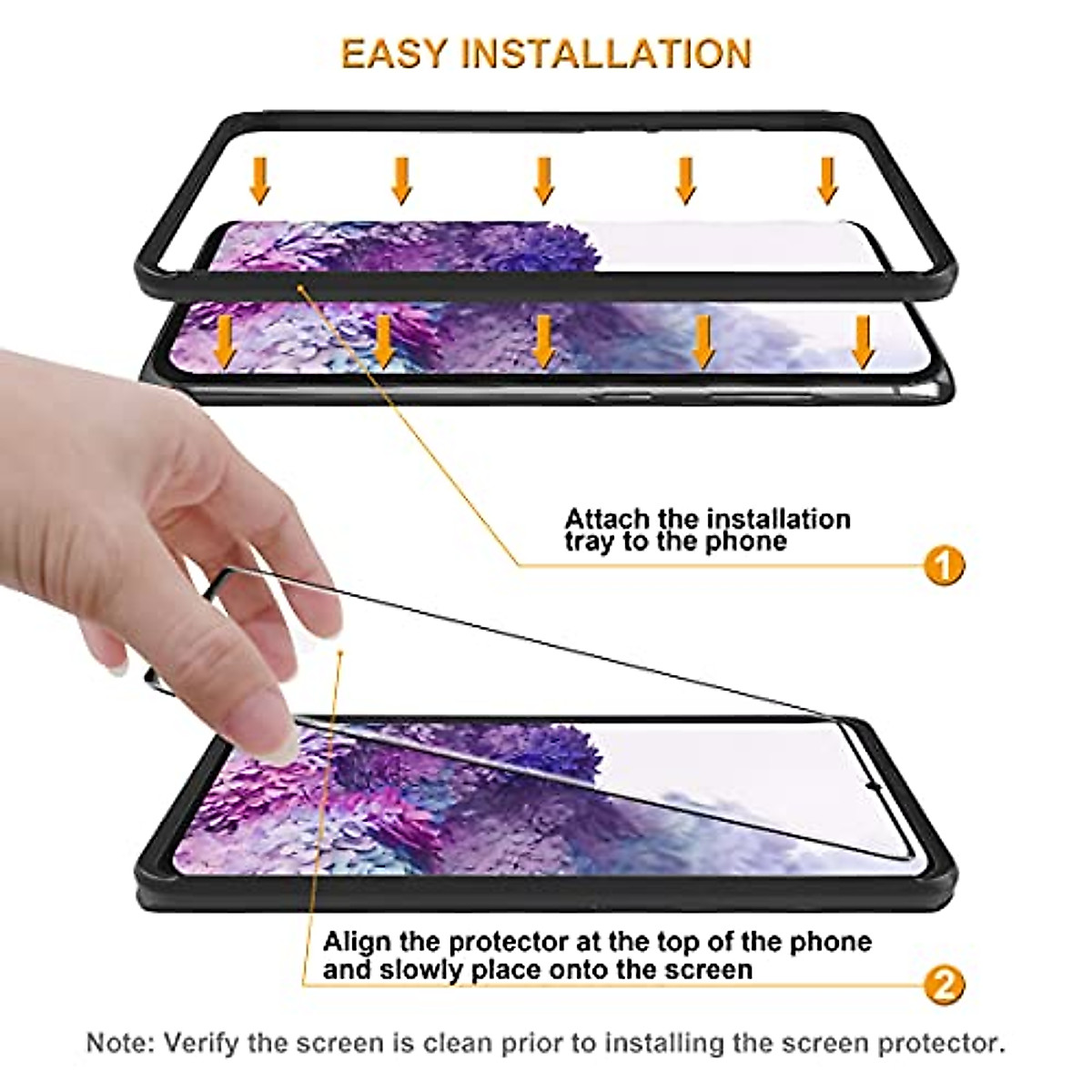 Supershieldz (2 Pack) Designed for Samsung Galaxy S20 5G / Galaxy S20 5G UW Tempered Glass Screen Protector with (Easy Installation Tray), (3D Curved Glass) Anti Scratch, Bubble Free (Black)