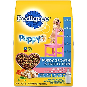 Pedigree Puppy Growth & Protection Dry Dog Food Chicken & Vegetable Flavor, 7 Lb. Bag