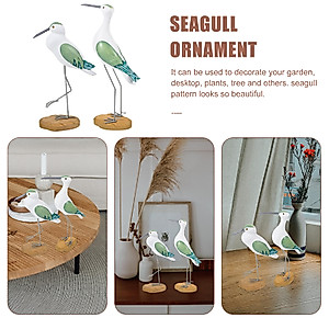EXCEART 2pcs sea Bird Statue Nautical Beach Figurines Seagull Statue Wood Bird Sculpture Figurines Ornament Indoor Outdoor Decor Coastal Decor Wooden Craft Figurines Green Wooden Seagull Statue