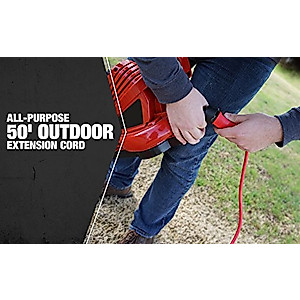 Southwire 2408SW8804 14/3 SJTW ft Vinyl Outdoor All-Purpose Extension Cord Waterproof, 50', Red
