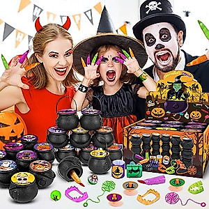 144PCS Halloween Party Favors, 18 Pack Prefilled Small Witch Cauldron Halloween Toys Bulk for Kids Halloween Goodie Bag Fillers/Halloween Gifts Party Supplies Prizes/Non Candy Halloween Trick or Treat