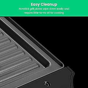 Chefman Portable Compact Grill, Dual Use Panini Press, Sandwich Maker, Electric Grill Griddle, Nonstick, Electric Indoor Grill, Countertop Panini Maker with Cord Storage, Locking Lid, Indicator Lights