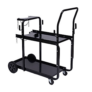 Welding Trolly Cart -Tier Heavy Duty Dual Cylinder Rack Cart Storage Trolley Workshop Organizer For Home Garages, Workshops, Repair Stores Transporting And Storing Welders