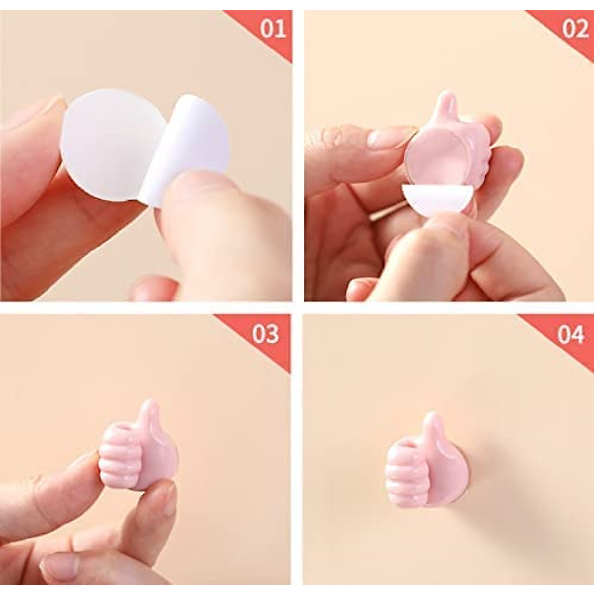 Tacanlite 16 Pcs Self-Adhesive Silicone Thumb Wall Hooks, Multi-Function Self-Adhesiveclip Key Hook Wall Hangers for Storage Data Cables/Earphones/ Plugs/Masks (A-16PCS)