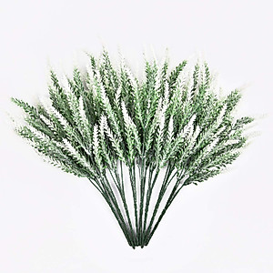 MARTINE MALL 8pcs Artificial Lavender Bouquet White Lavender Bundles Flocked Artificial Flowers Arrangements for Garden Office Wedding Bridle Home Kitchen Indoor Outdoor Decor