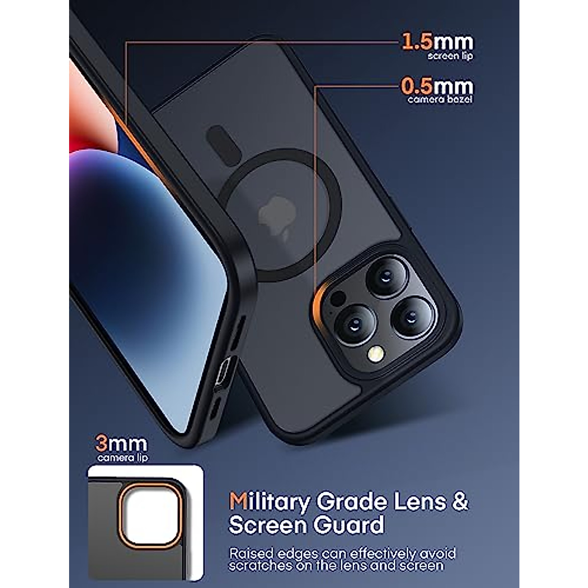 SEASON.C Magnetic Case for iPhone 14 Pro Max Case Compatible with Wireless Charging Men Black Slim Thin Matte Translucent Silicone Edge Protection Shockproof Drop Proof Case 6.7In